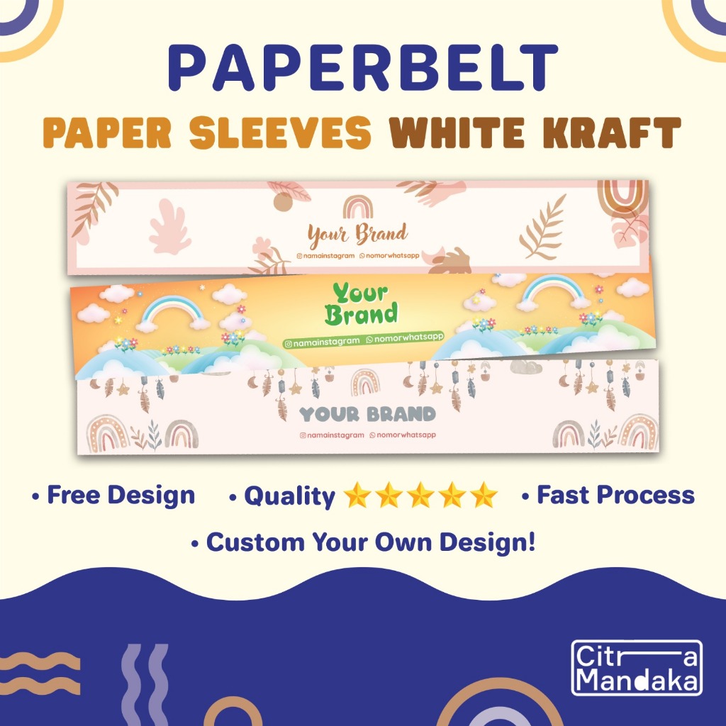 Jual Paper Belt Custom Premium White Kraft | Packaging Sleeve Free ...