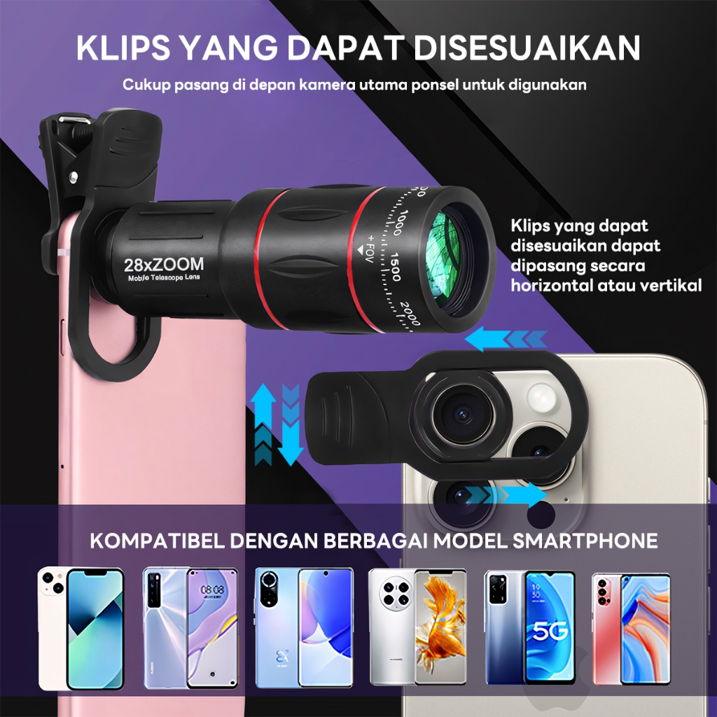 Jual Apexel 28X 36X minimum Kit Lensa Kamera Ponsel HD Zoom Telefoto ...