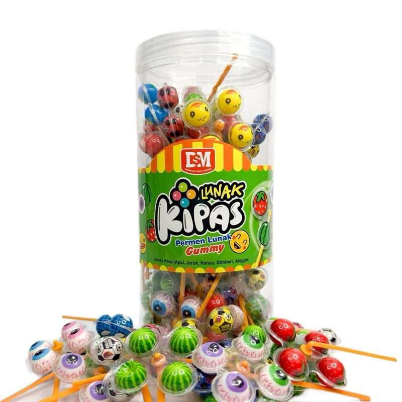 Jual PERMEN DSM LUNAK KIPAS GUMMY 1 TOPLES ISI 50PCS RASA APEL, JERUK ...
