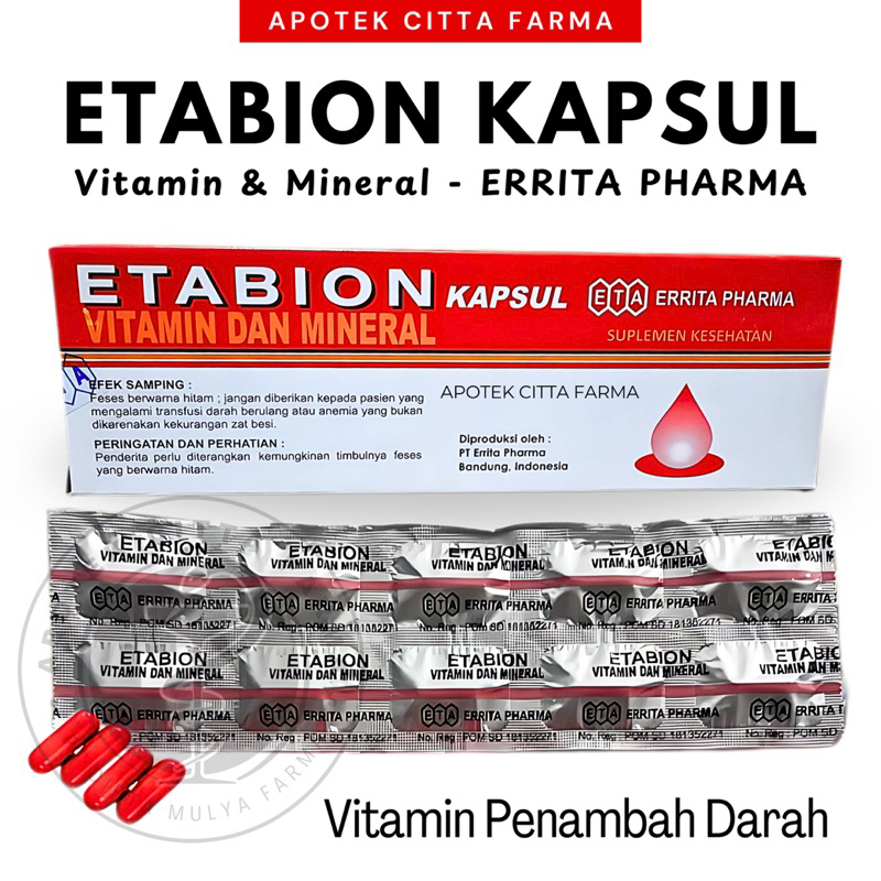 Jual ETABION Kapsul Per 1 Strip @ 10 Kaplet - Suplemen Penambah Darah ...