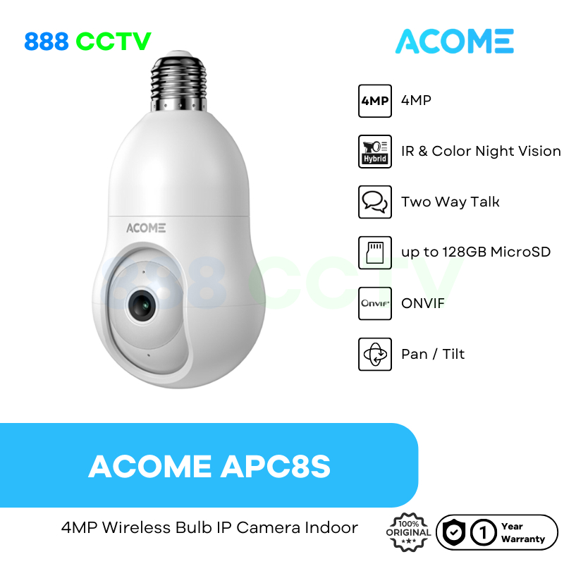 Jual Camera WiFi Bohlam ACOME APC8S 4MP Smart CCTV Wireless | Shopee Indonesia