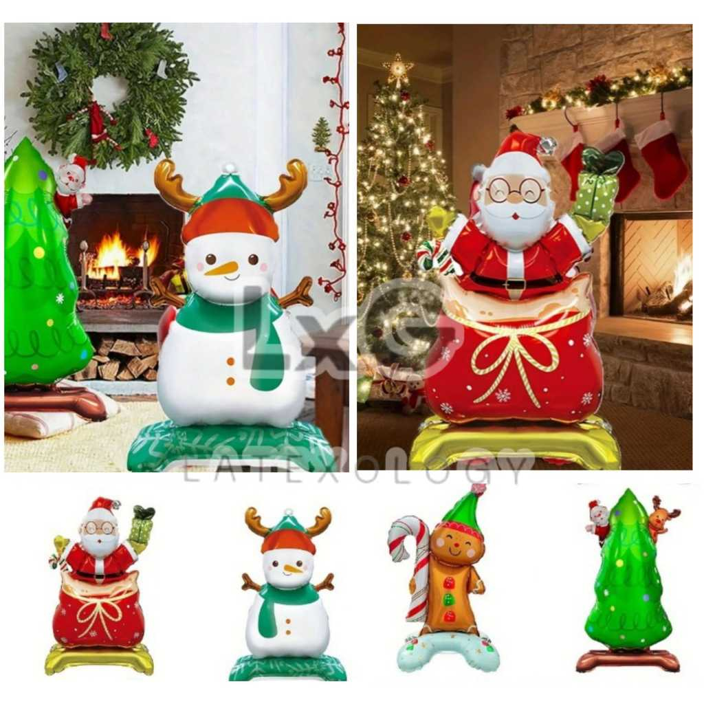 Jual Balon Foil Standing Santa Pohon Natal Snowman Ginger JUMBO Bisa ...