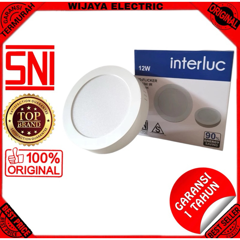 Jual Interluc lampu Downlight Led 12 watt OB Outbow Tempel plafon putih ...