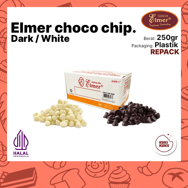 Jual ELMER Choco Chips Dark 250gr Repack | ELMER Choco Chips White ...