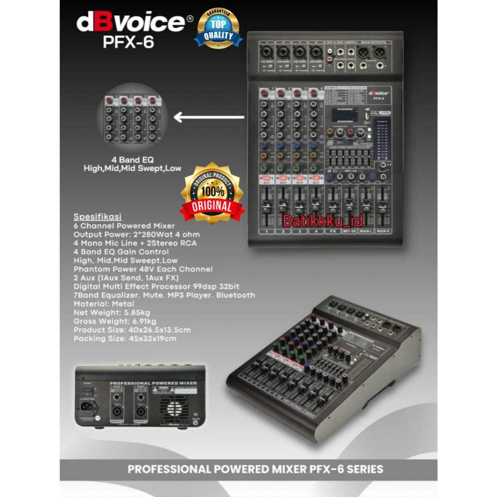 Jual Power Mixer dBvoice PFX 6 PFX6 Original 6Ch 2 x 280 Watt | Shopee ...