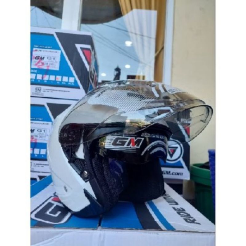 Jual HELM GM FURY GREY GLOSSY & WHITE ORIGINAL PRODUK | Shopee Indonesia