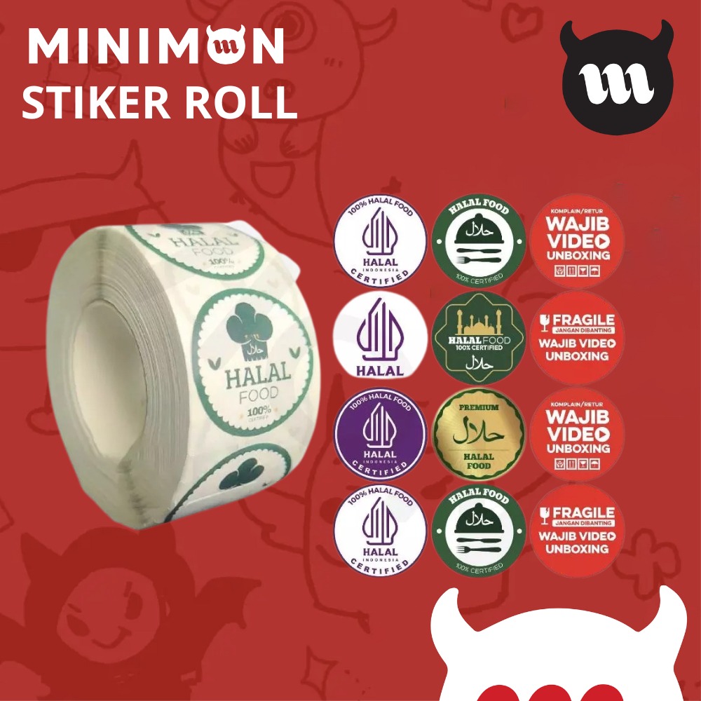 Jual [MINIMON] 500 PCS STIKER HALAL WAJIB UNBOXING STICKER LABEL BULAT ...