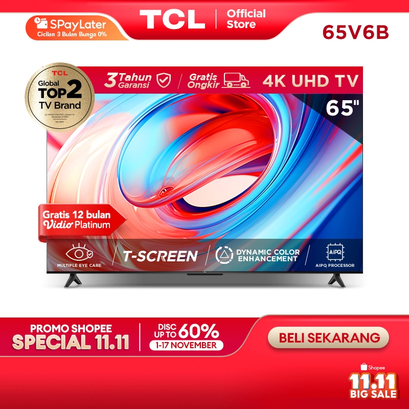 Jual [4K Big Google TV] TCL 65 Inch V6B - Smart UHD - T-Screen - Dolby ...