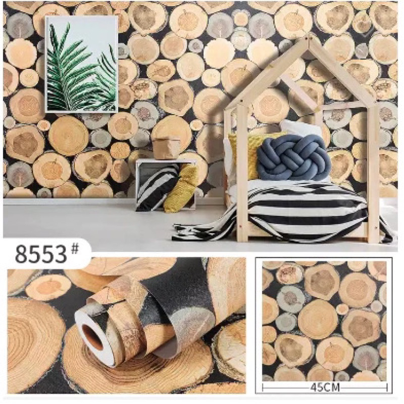 Jual WALLPAPER STICKER WALLSTICKER DINDING ROLL MOTIF BATA BATIK KAYU ...