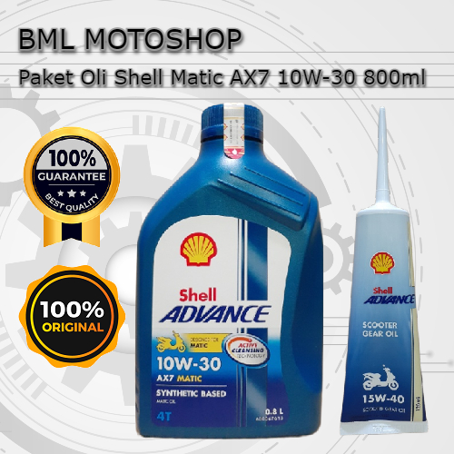 Jual Paket Oli Shell Advance AX7 Matic 10W-30 800ml dan Oli Gardan ...