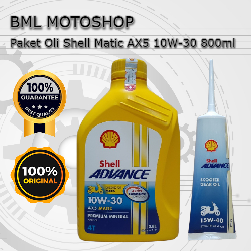 Jual Paket Oli Shell Advance AX5 Matic 10W-30 800ml dan Oli Gardan ...