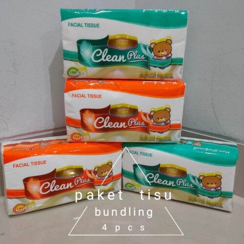 Jual paket tisu clean plus 360helai/ 180sheet 4pcs | Shopee Indonesia