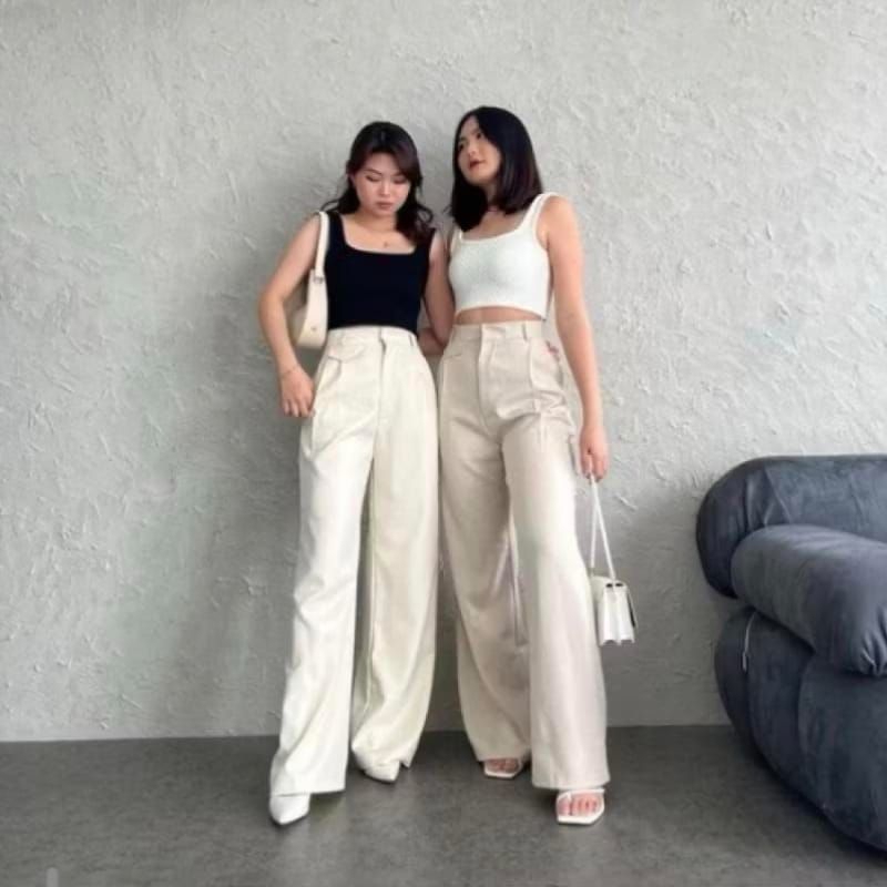 Jual ORO PANTS Celana Wanita Highwaist Loose Pants Korean Style Bahan ...