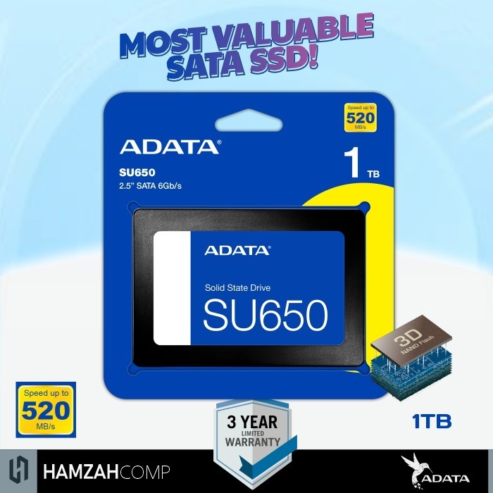 Jual SSD ADATA 1TB SU650 SATA III 2.5" SSD Laptop SSD Komputer | Shopee ...
