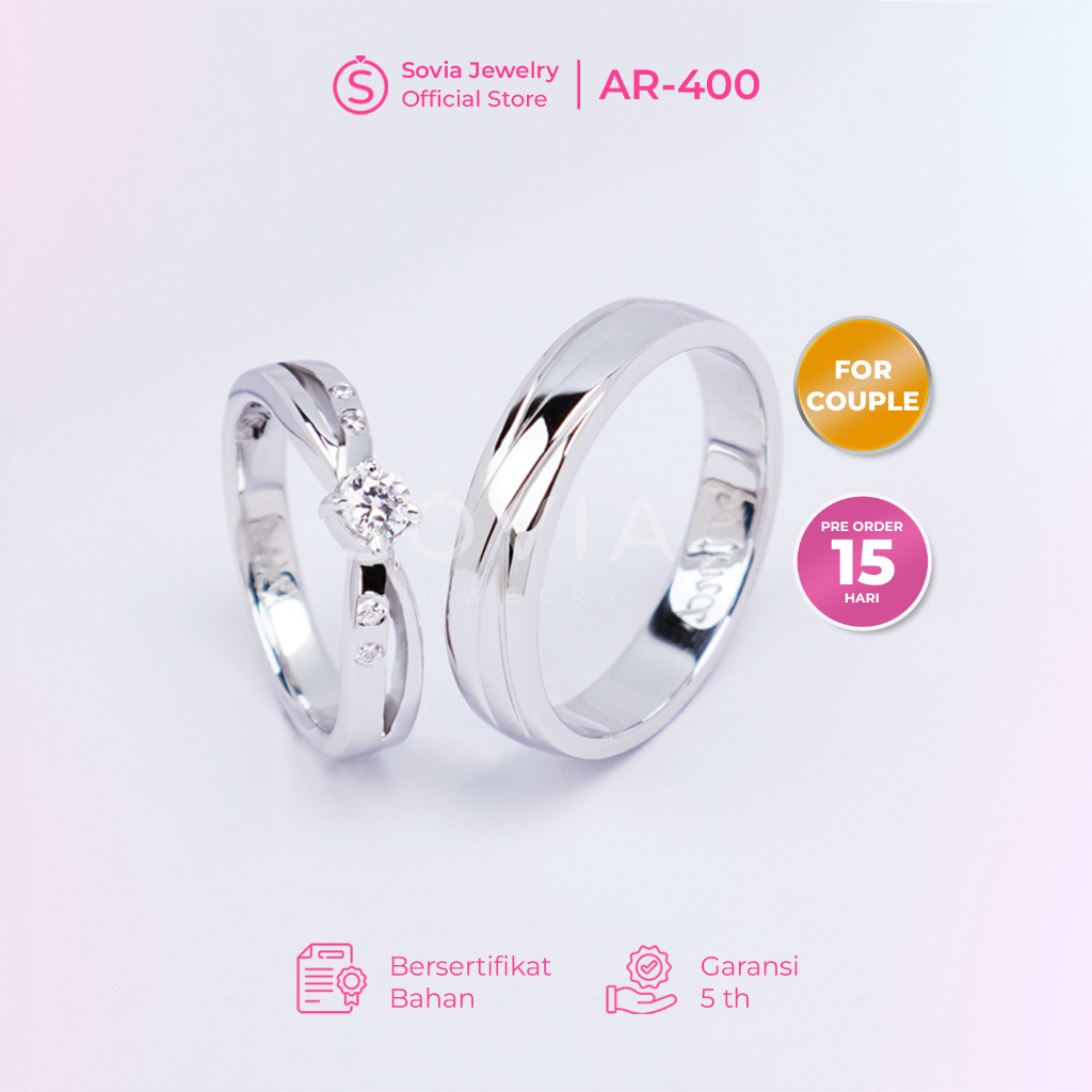 Jual Sovia Jewelry Cincin Kawin Couple Perak Silver 950 Desain AR-400 ...