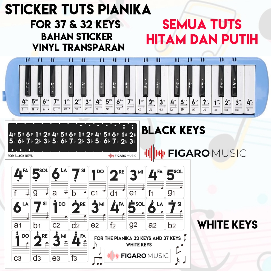 Jual Stiker Pianika 37 Keys, 32 Keys - Sticker Tuts Pianika Melodica ...