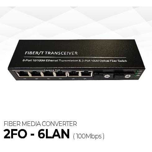 Jual Media Konverter 2 FO 6 LAN 10/100 Ethernet Switch Fiber Optic Media Converter 2fo 6lan ...