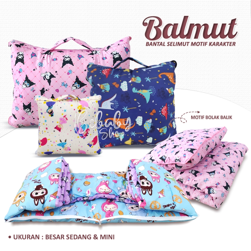 Jual Bantal Selimut Balmut Motif Karakter Bolak Balik Size Mini Sedang Besar Labubu Kuromi ...