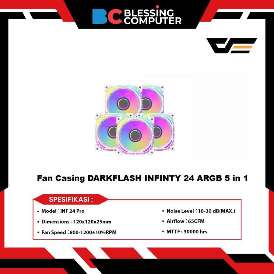 Jual Fan Casing DARKFLASH INFINTY 24 ARGB 5 in 1 - White | Shopee Indonesia