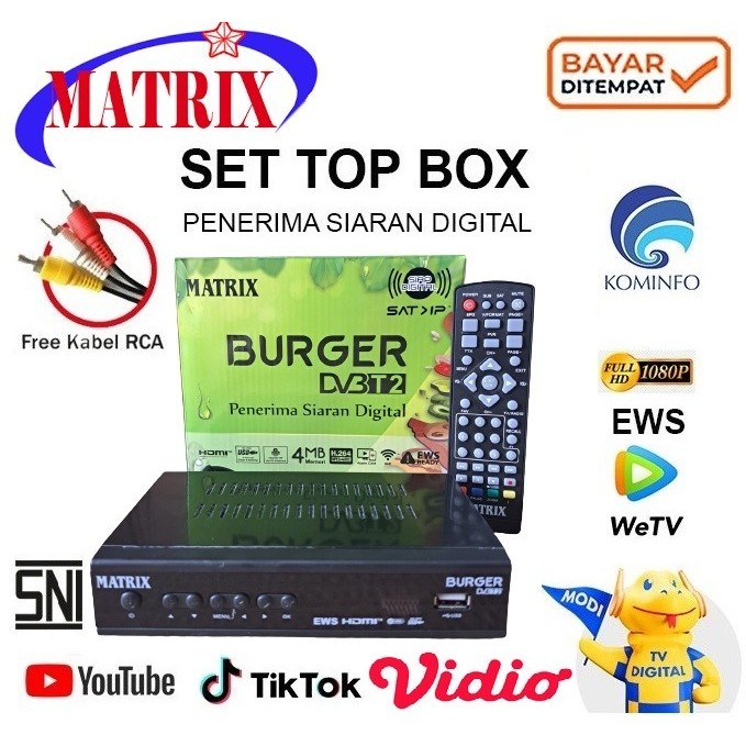 Jual Set Top Box Matrix Burger DVB-T2 Digital Full HD Youtube TikTok | Shopee Indonesia