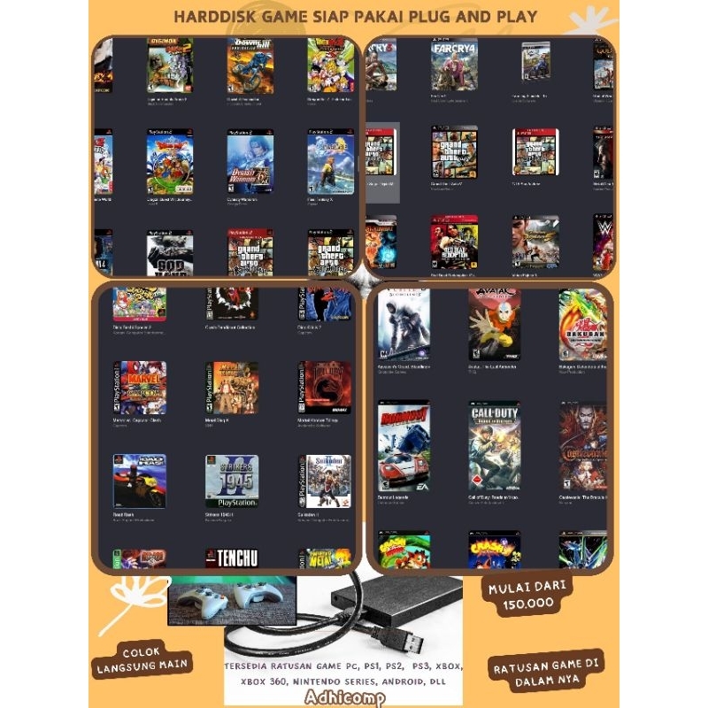Jual Harddisk Game Portable gampang tinggal pakai tidak perlu install lagi ( PC, PS3, PS2, PSP ...
