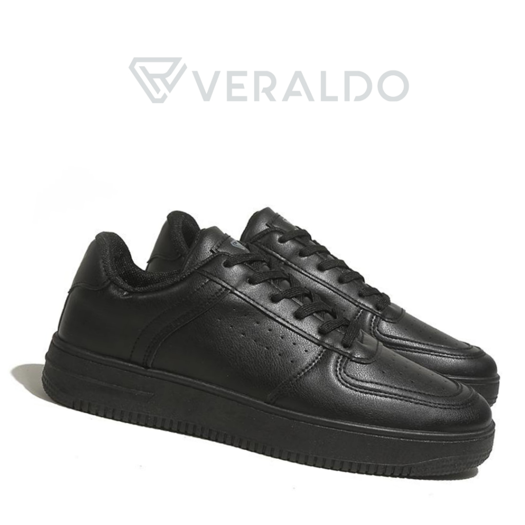 Jual VERALDO Junior Sneakers Sepatu Pria Hitam Putih Sepatu Sekolah Polos | Shopee Indonesia