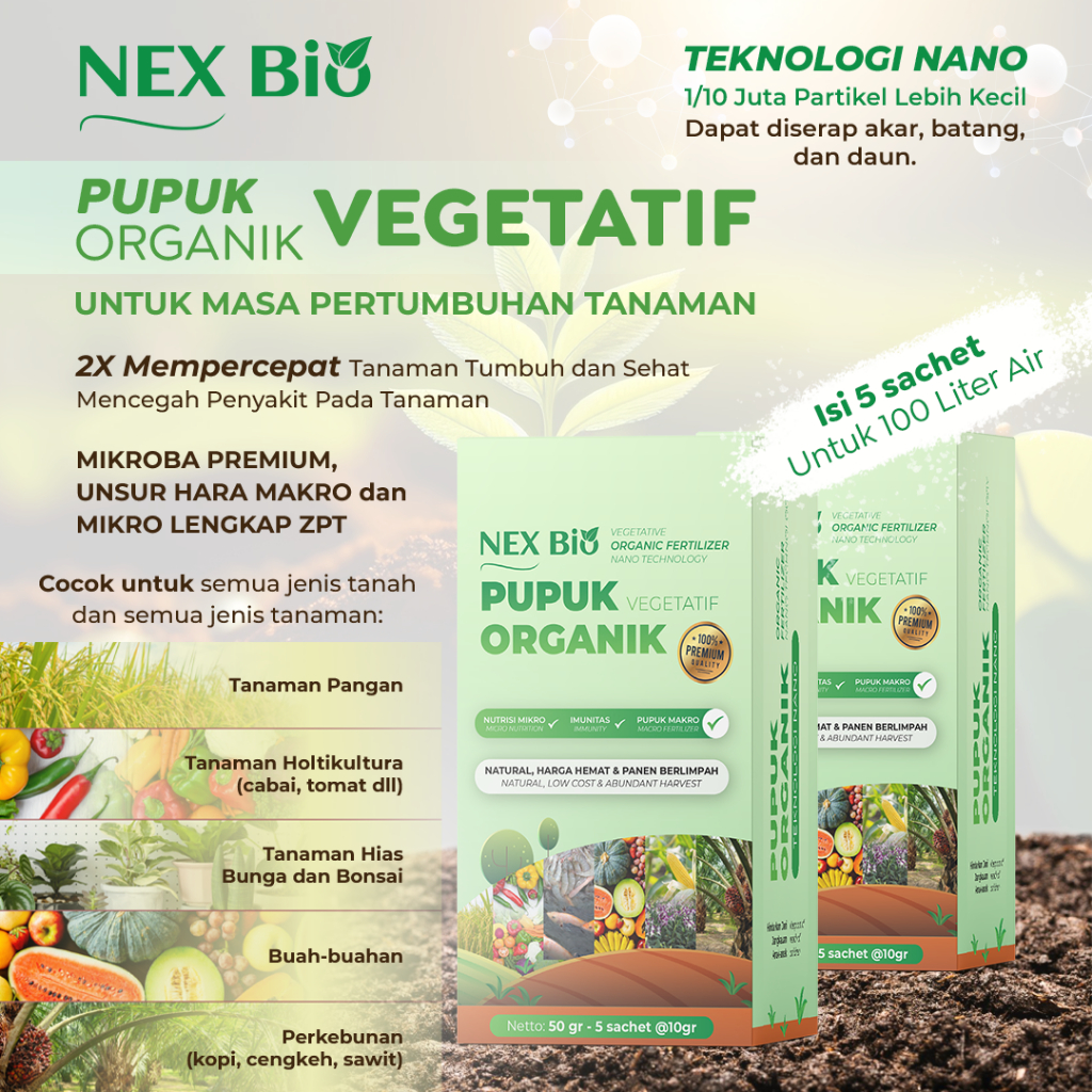 Jual Nexbio Pupuk Organik Vegetatif Teknologi Nano Isi 5pcs ...
