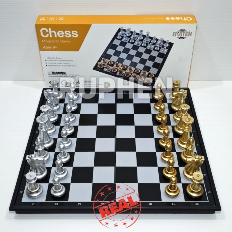 Jual Engten Catur Magnet Emas Silver XL Chess Jumbo Gold Silver 35,5 x ...