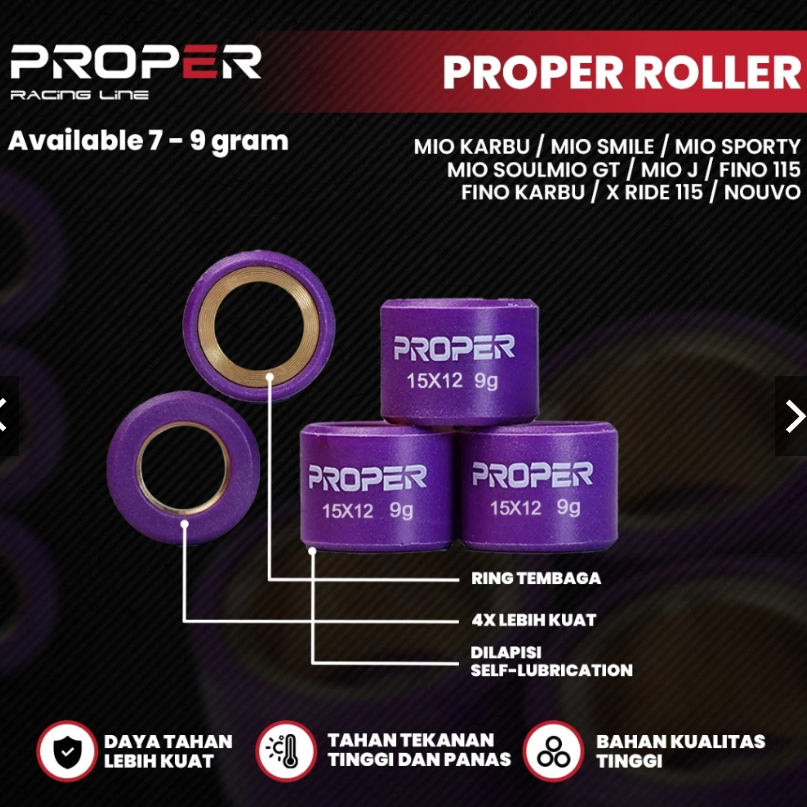 Jual PROPER RACING LINE ROLLER 15X12 7-11 GRAM MIO 5TL KARBU SOUL ...