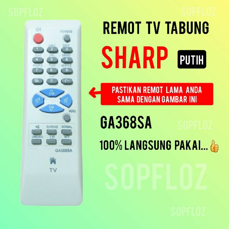 Jual Remot tv tabung sharp putih ga368sa langsung pakai | Shopee Indonesia