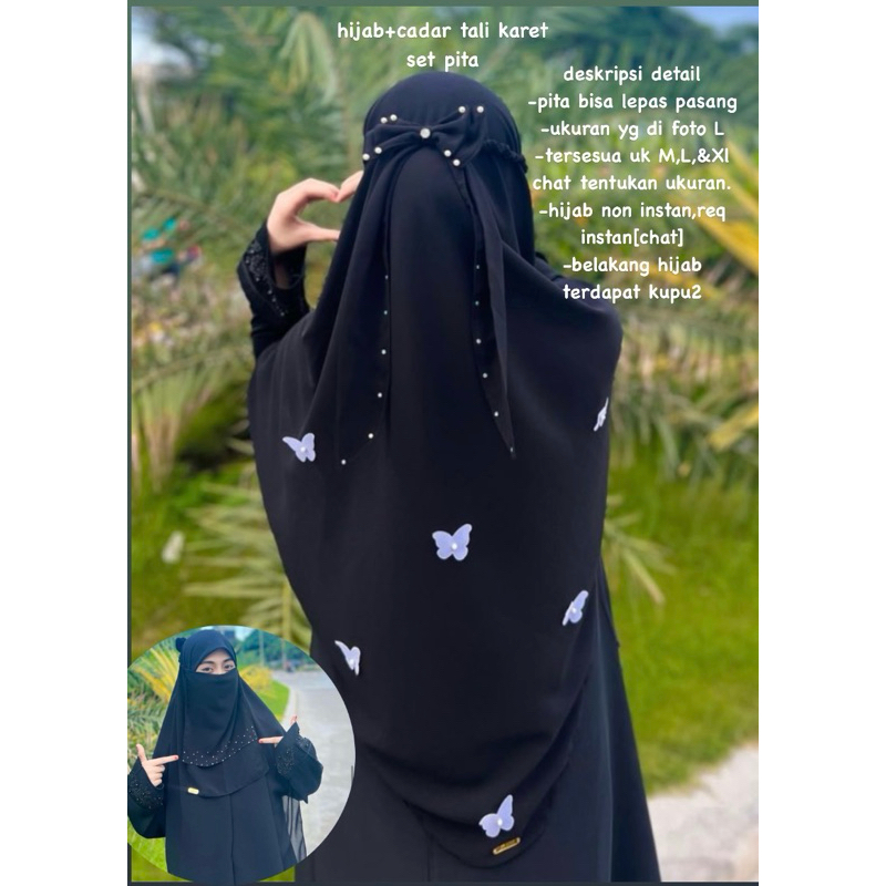 Jual [COD] tudung cadar pita butterfly | Shopee Indonesia