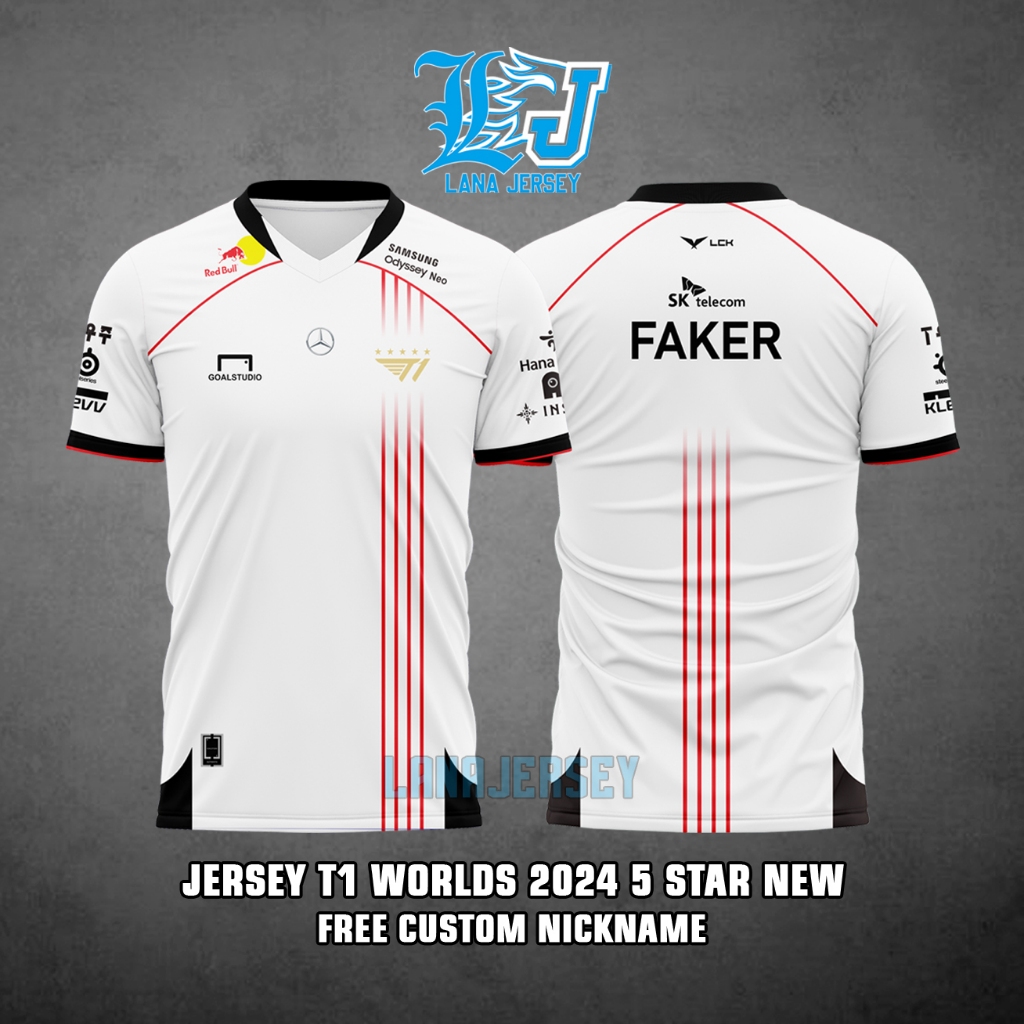 Jual JERSEY T1 WORLDS 2024 NEW ( free custom nickname ) | Shopee Indonesia