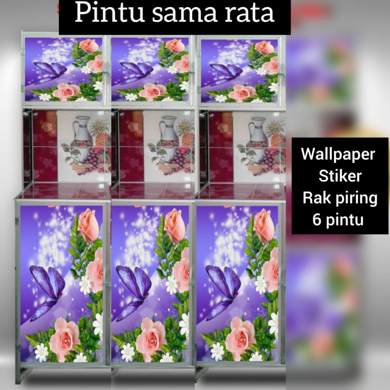 Jual wallpaper stiker rak piring untuk ukuran 6 pintu dan 4 pintu ...