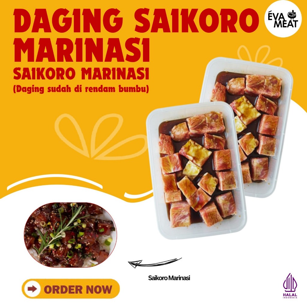 Jual saikoro marinasi 200 gr/ saikoro wagyu marinasi / wagyu saikoro ...