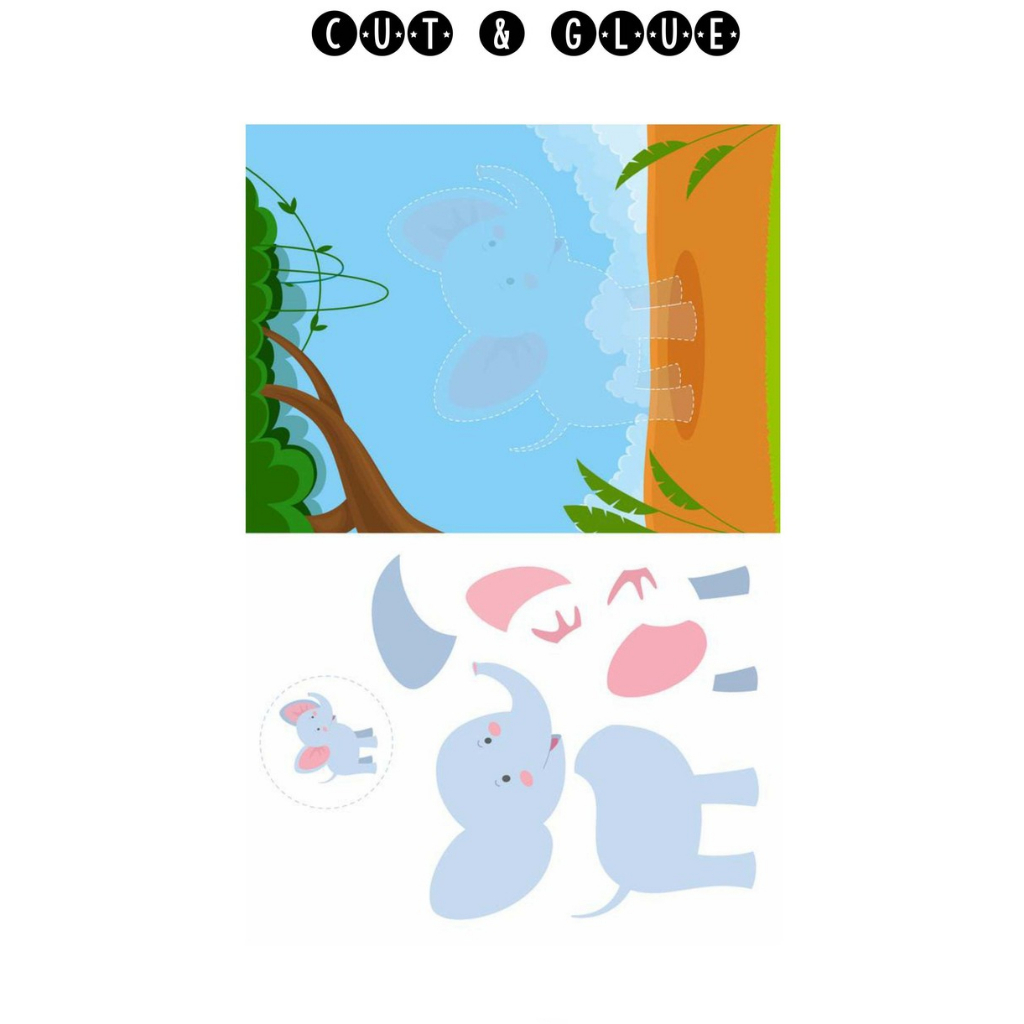 Jual Hard Copy Worksheet Cut and Glue Activity for Kids | Shopee Indonesia