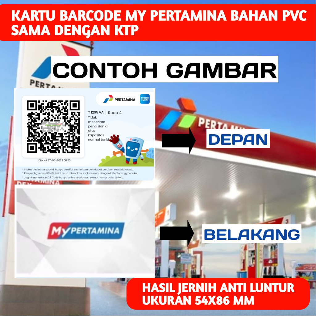 Jual CETAK KARTU MY PERTAMINA SATU HARI ORDER SATUAN BARCODE PERTAMINA BAHAN PVC ID CARD ...