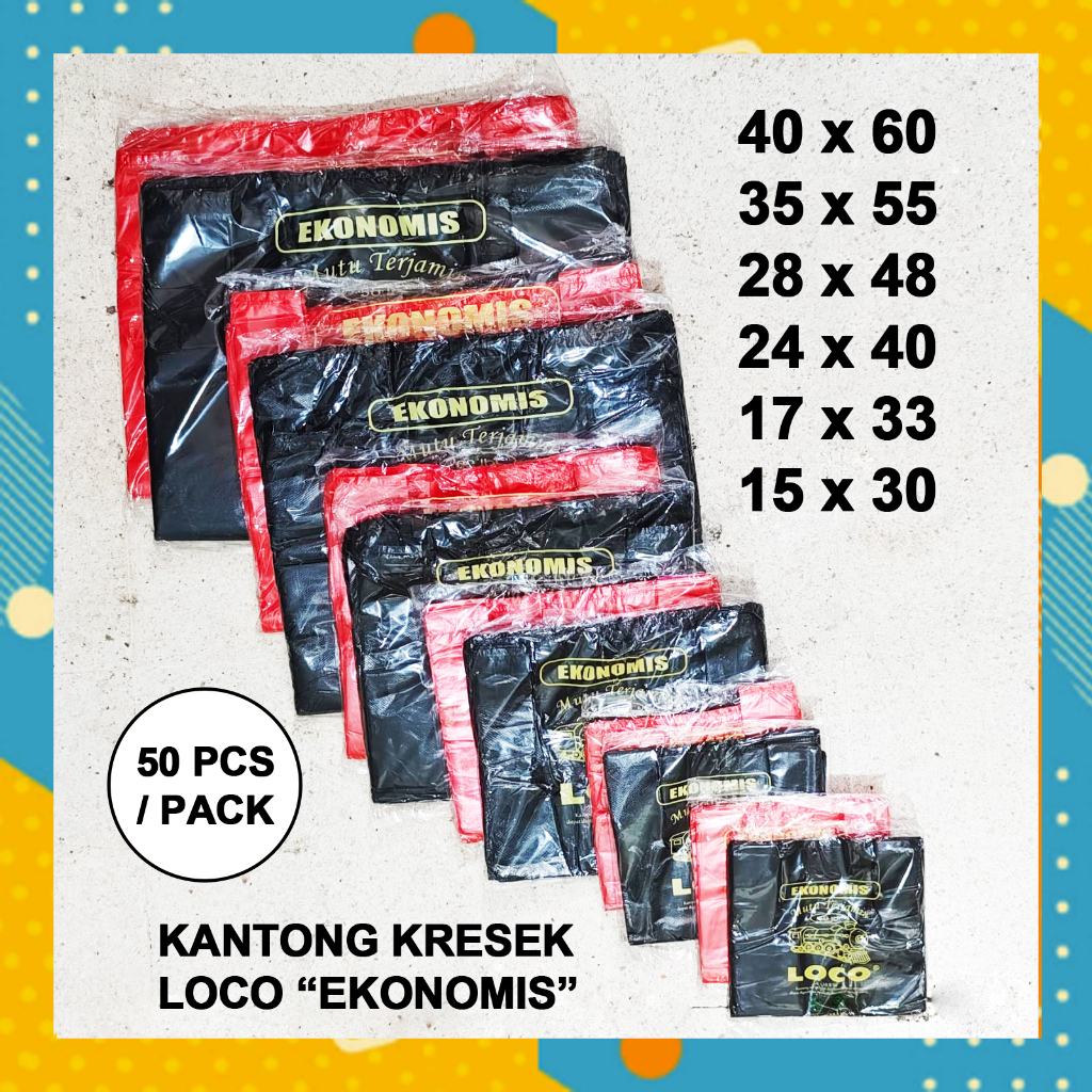 Jual Kantong Kresek Plastik LOCO Ekonomis Hitam Merah Murah Tas Bag ...