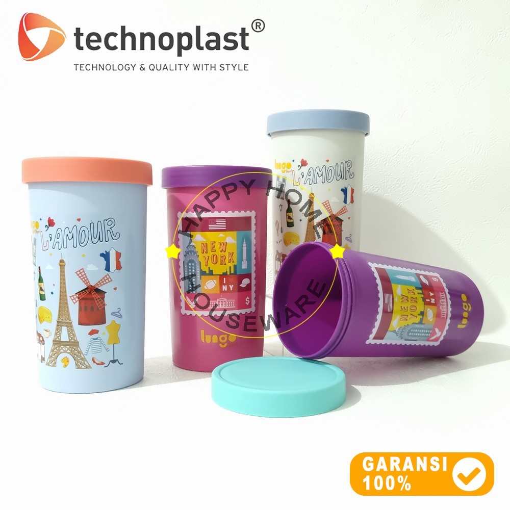 Jual TECHNOPLAST Lungo Travel Paris Flat Tumbler 851ml Botol Air Minum Gelas Tutup Rata 851ml ...
