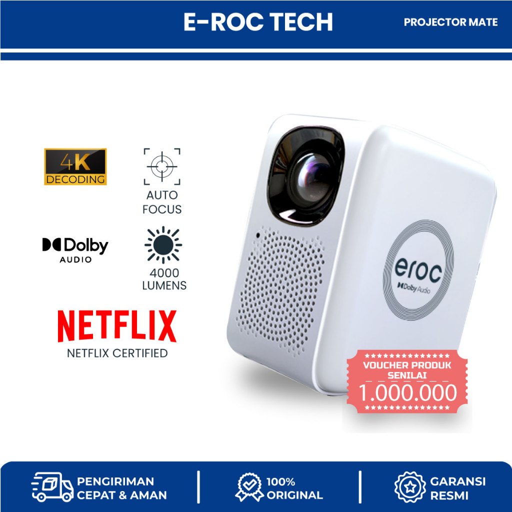 Jual Eroc Mate First Netflix Certified Smart Projector - Dolby Audio - 4000 Lumens - Smart ...