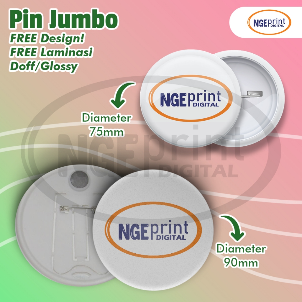 Jual [JUMBO] Pin Peniti Jumbo Ukuran 75mm & 90mm / Cetak Pin Peniti ...