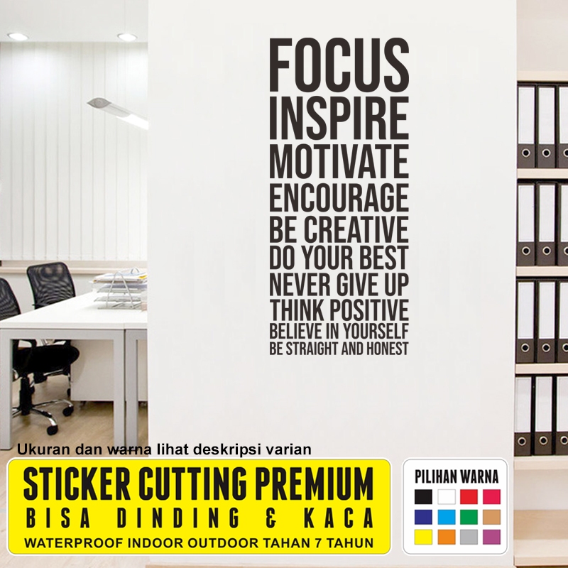 Jual Stiker Dinding dan Kaca Ruang Kerja Kantor Quotes Motivasi Fokus ...
