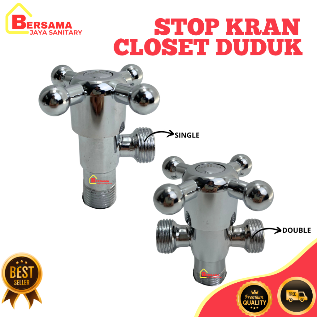 Jual Stop Keran Single double Baling Stop Kran Kloset 2 Cabang Stop Kran Jet Shower Keran ...