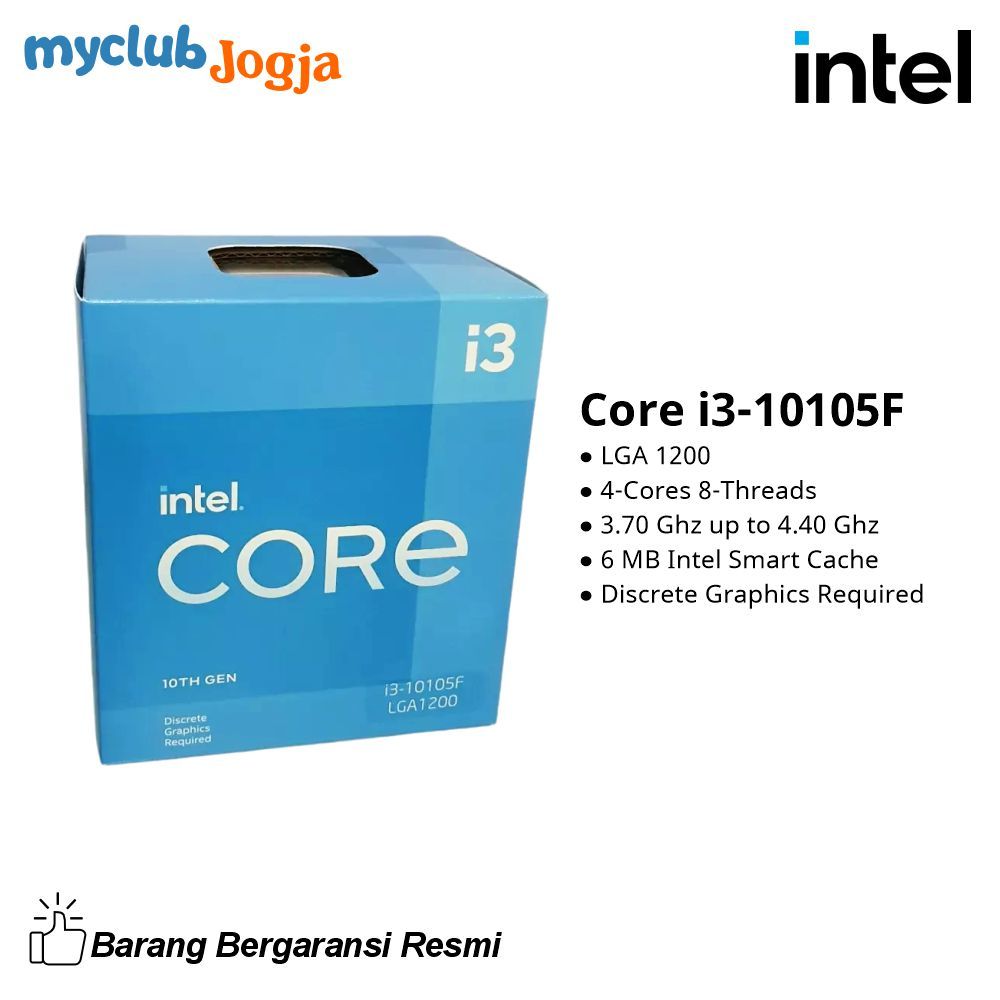Jual Processor Intel Core i3 10105F BOX Gen10 4-Cores 8-Threads 3.7Ghz ...