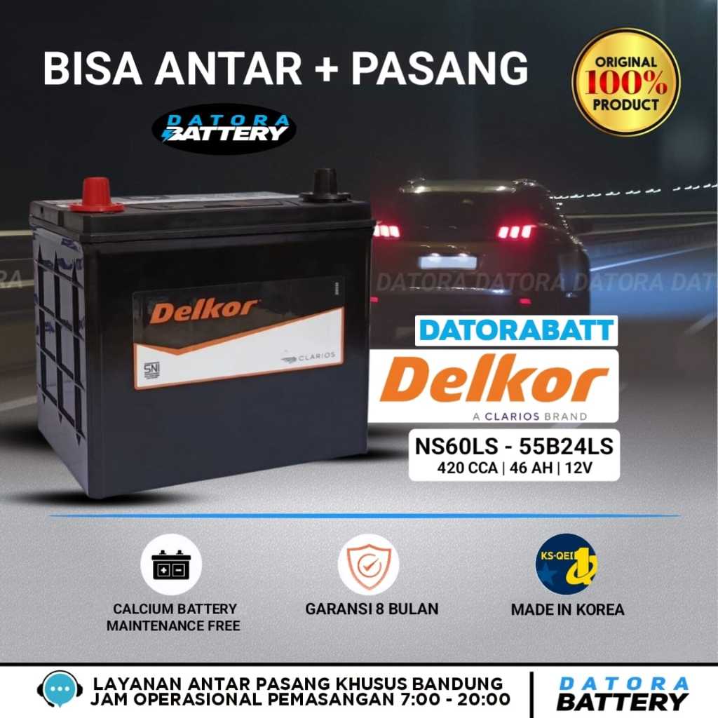 Jual Aki Mobil Honda HRV DELKOR NS60LS (46B24LS) 45 Ah Aki Kering ...