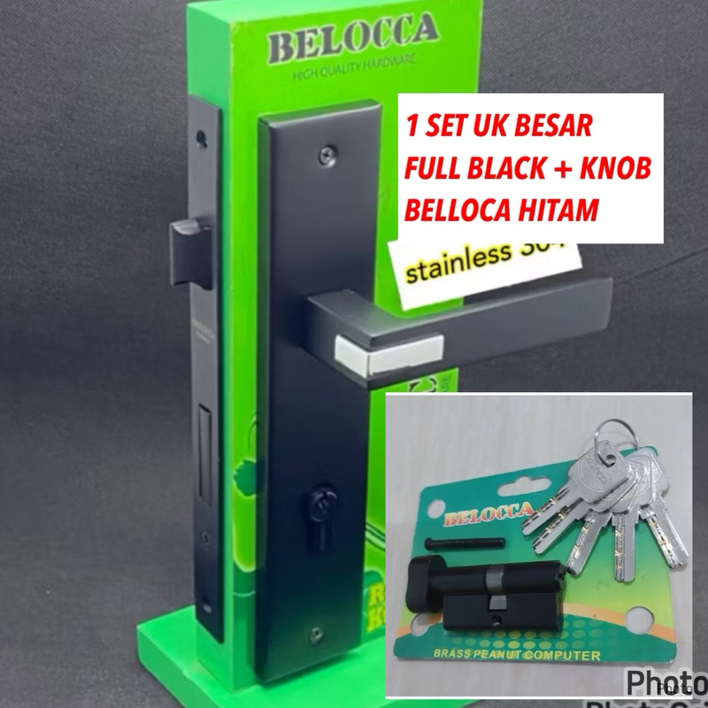 Jual KUNCI PINTU BELLOCA FULL BLACK + KNOB BELLOCA HITAM/ TERMURAH ...