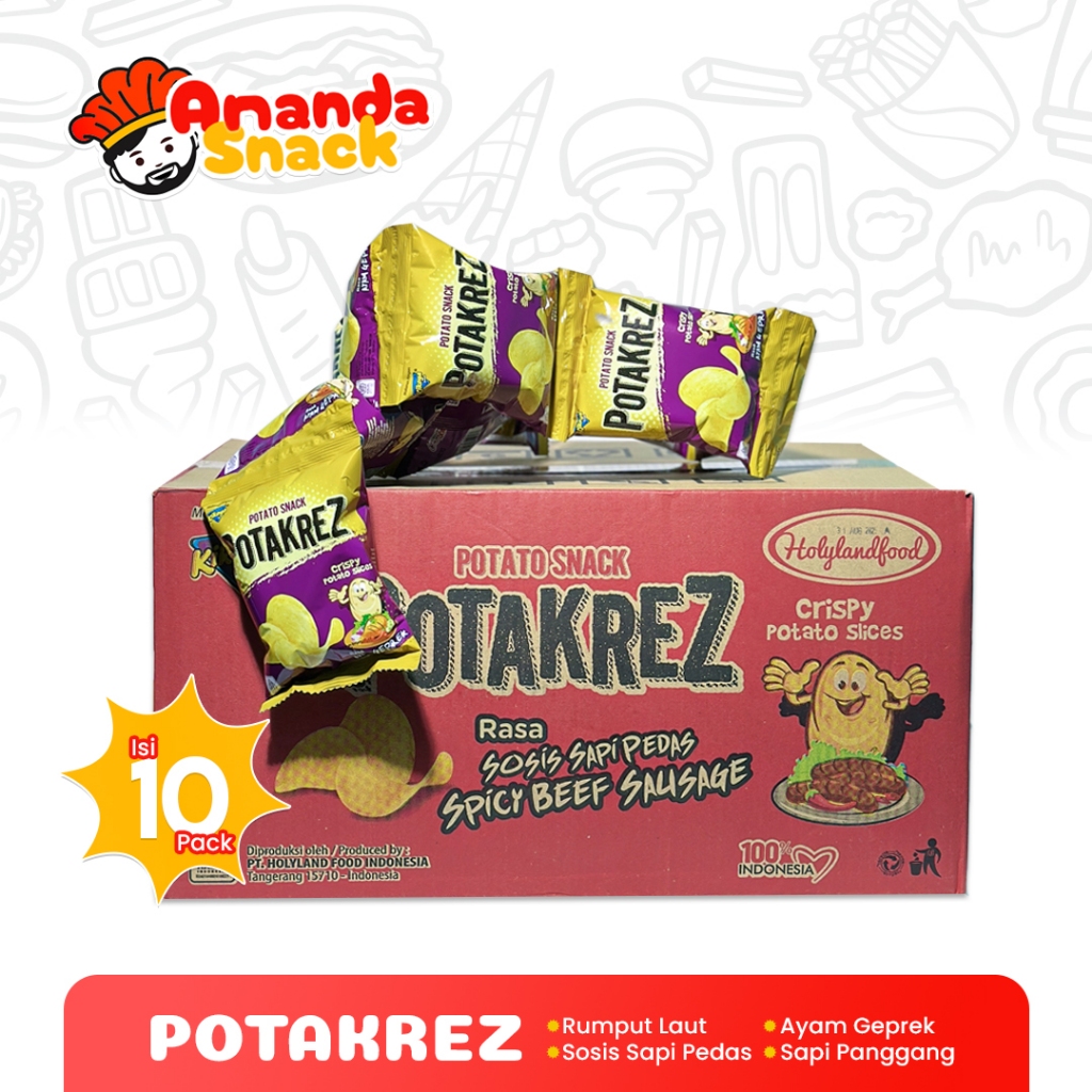 Jual 1 DUS Potakrez - Snack Keripik Kentang - Crispy (10 Renceng/100Pcs ...