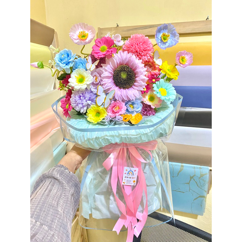 Jual Round Buket / Korean look buket / buket bunga artificial | Shopee ...