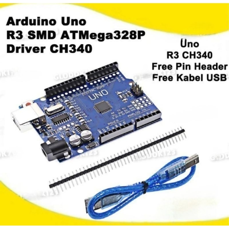 Jual Arduino UNO R3 CH340 ATMEGA328P + Pin Header + Kabel USB | Shopee Indonesia