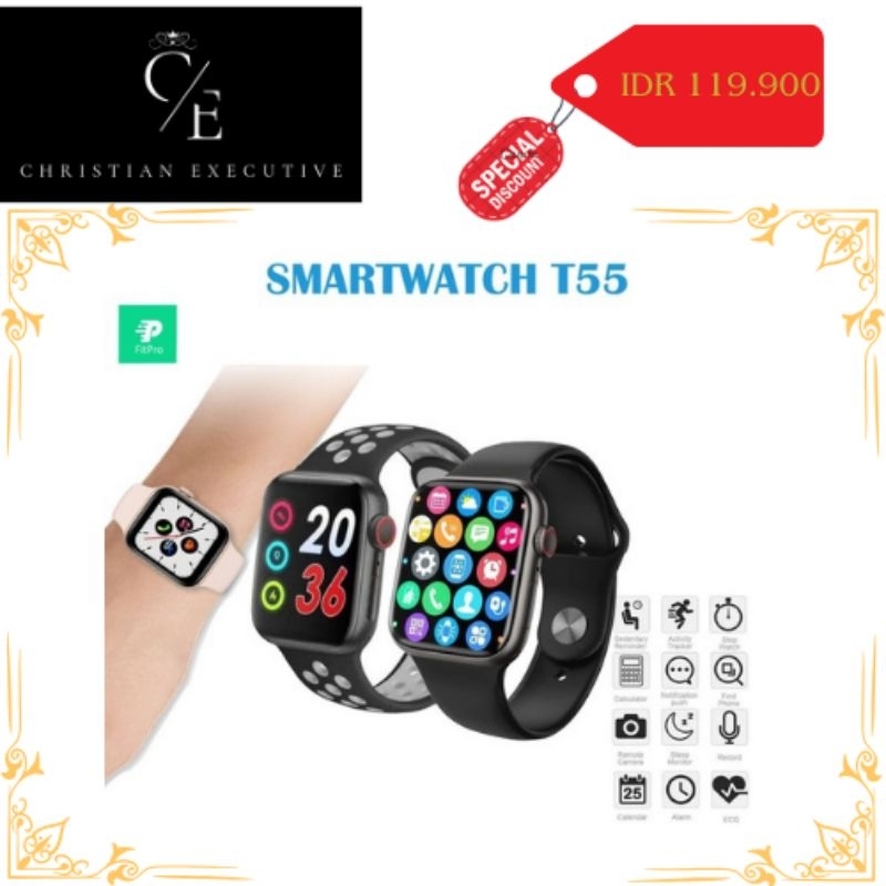 Jual Smartwatch T55 series waterproof jam tangan smartband connect for ...
