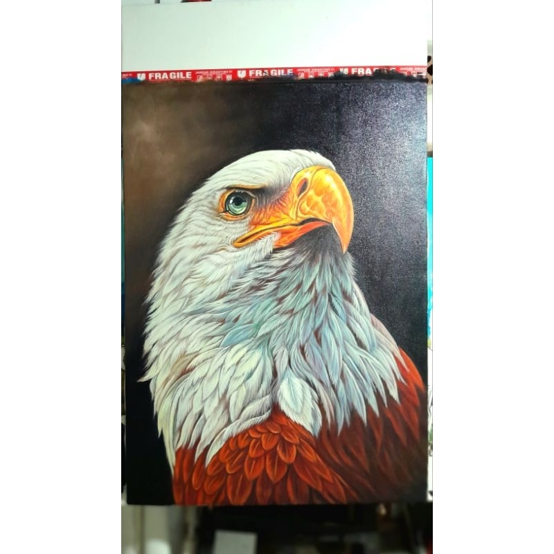 Jual lukisan burung elang ukuran 120x90cm asli buatan tangan no print ...